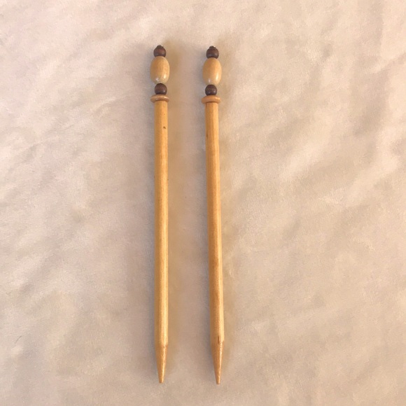 Accessories | Vintage Hair Sticks 2 With 4 Wood Beads | Poshmark
